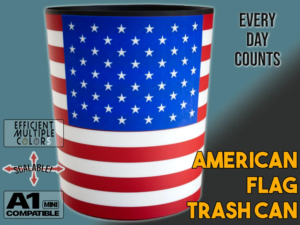 American Flag Trash Can by Every Day Counts - MakerWorld
