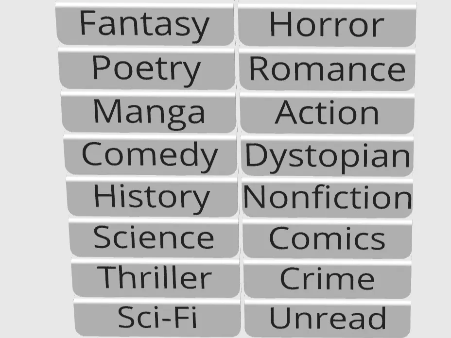 Book Genre Signs by Tired Printbed - MakerWorld