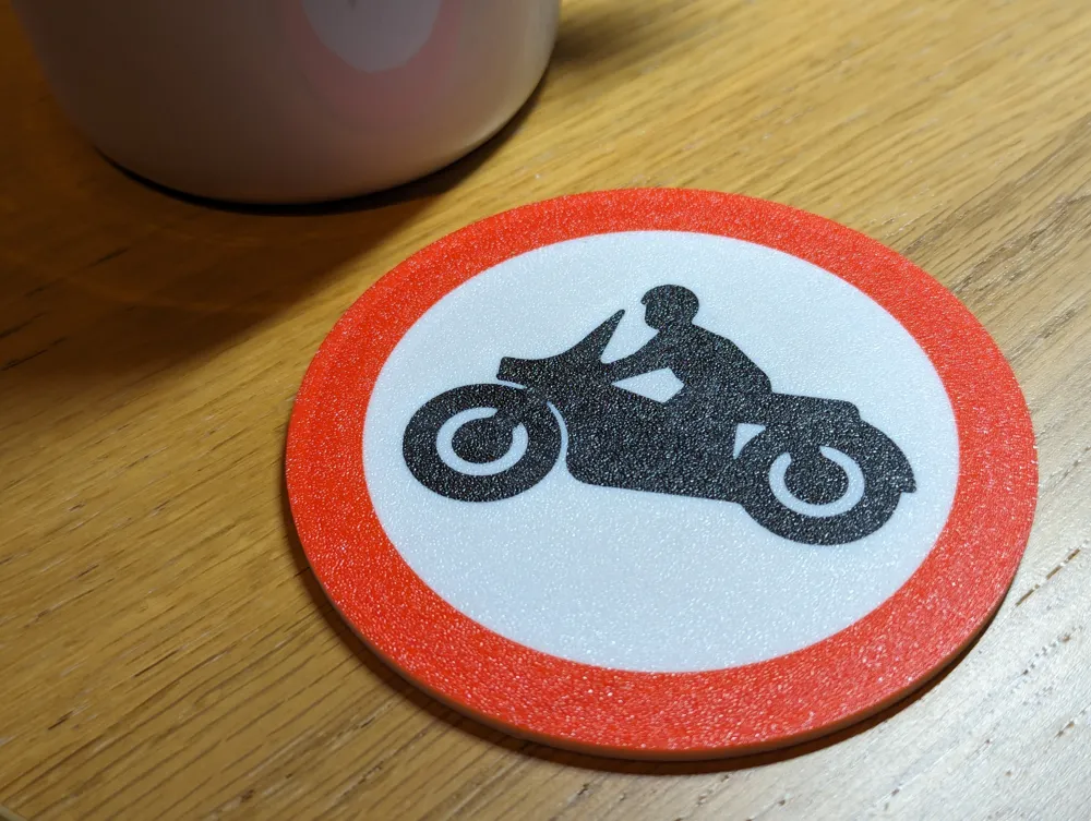 UK Road Sign No Solo Motorcycles Coaster by PLAUK - MakerWorld