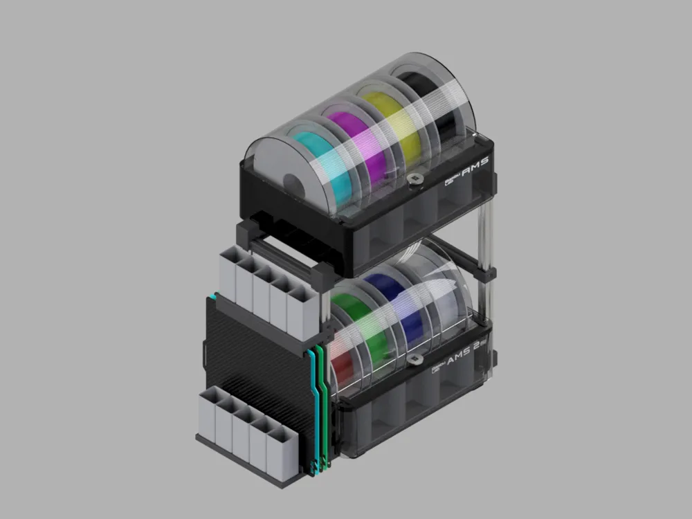AMS/AMS 2 pro Universal Stand + Gridfinity/Plates Remixed by SThane ...