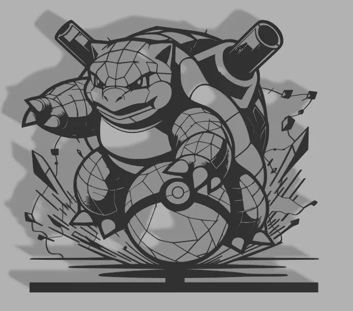 Low Poly Geometric Blastoise - Pokemon ball V.1 by 3DPrintWolf - MakerWorld