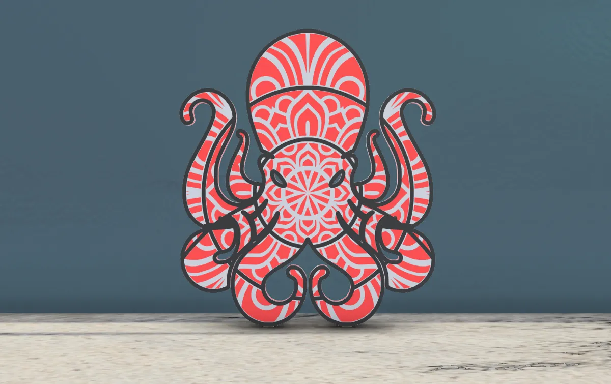 Octopus - Mandala Style - Wall Art - Free 3D Print Model - MakerWorld