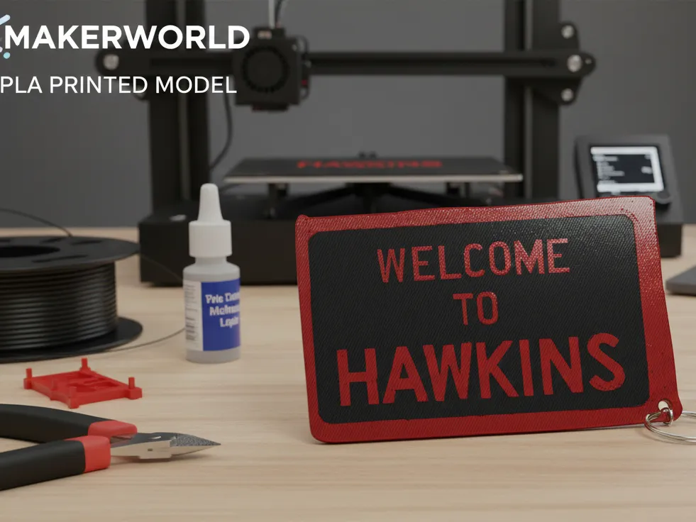 Stranger Things Keychain - Welcome to Hawkins Sign - Free 3D Print ...