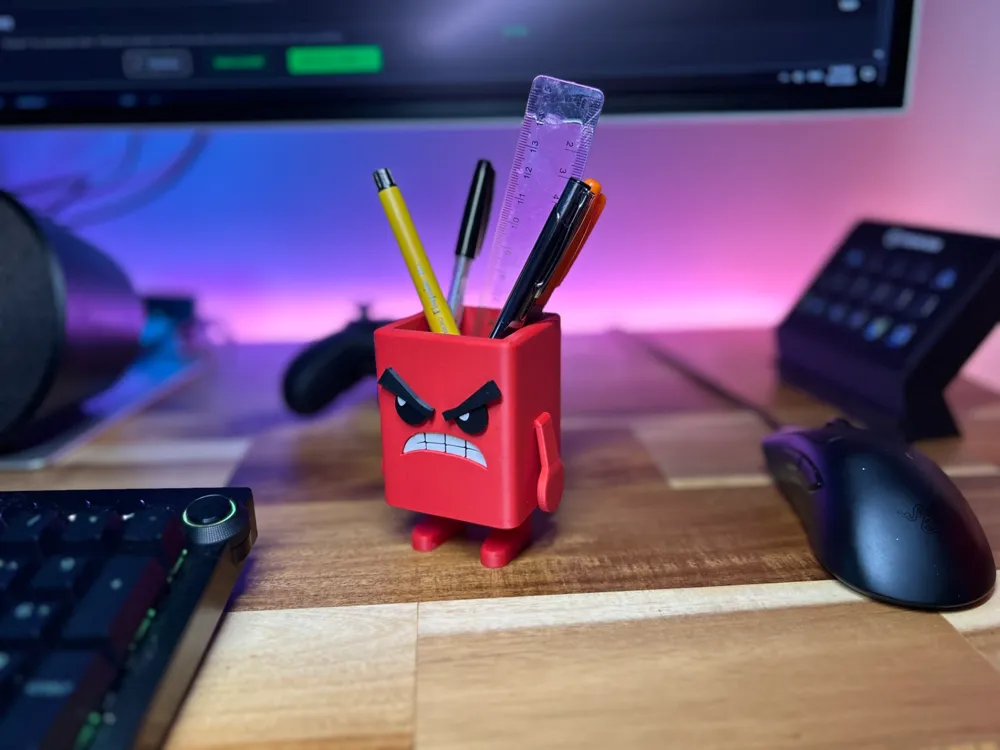 Angry Desk Buddy - Pen Holder - Free 3D Print Model - MakerWorld