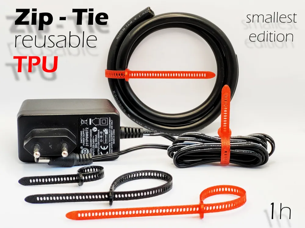 Zip Tie (reusable) TPU - smallest Edition - Free 3D Print Model ...