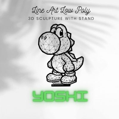 Low poly Yoshi with stand by Forest87 - MakerWorld