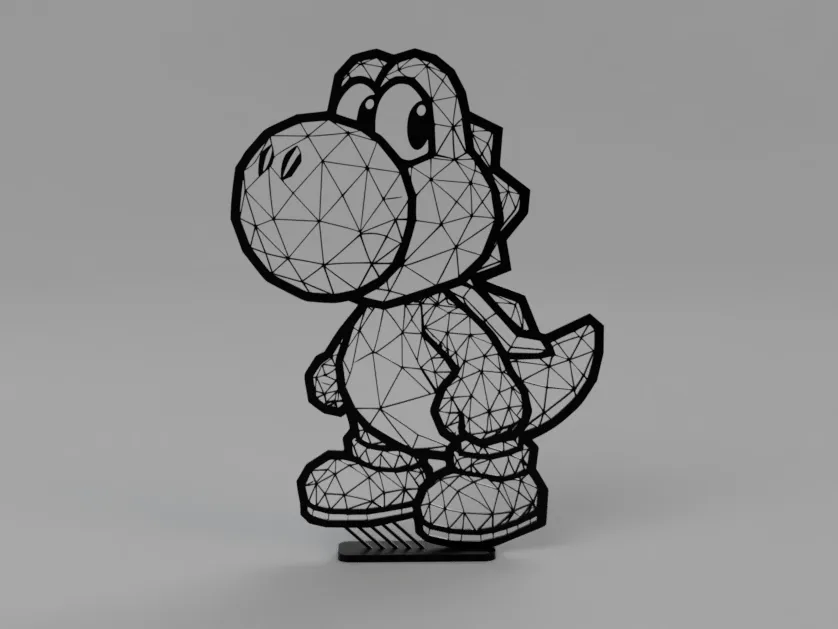 Low poly Yoshi with stand by Forest87 - MakerWorld
