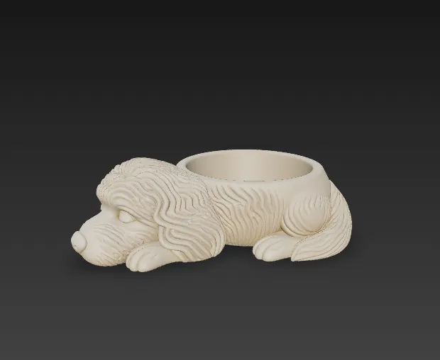 Cockapoo dog bowl - Sleeping Puppy Bowl by BlackMarketier MakerWorld ...