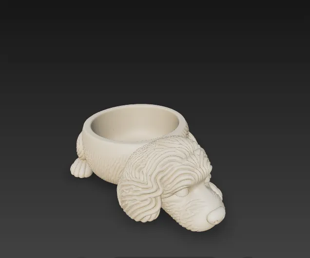 Cockapoo dog bowl - Sleeping Puppy Bowl by BlackMarketier MakerWorld ...