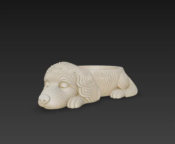 Cockapoo dog bowl - Sleeping Puppy Bowl by BlackMarketier MakerWorld ...