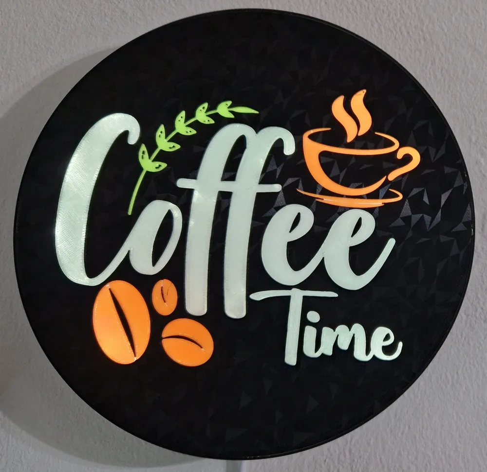 Coffee Time - Light Sign - Free 3D Print Model - MakerWorld