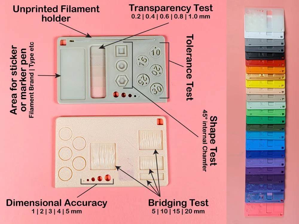 Ultimate Colour Swatch | built in Filament Tests - Free 3D Print Model ...