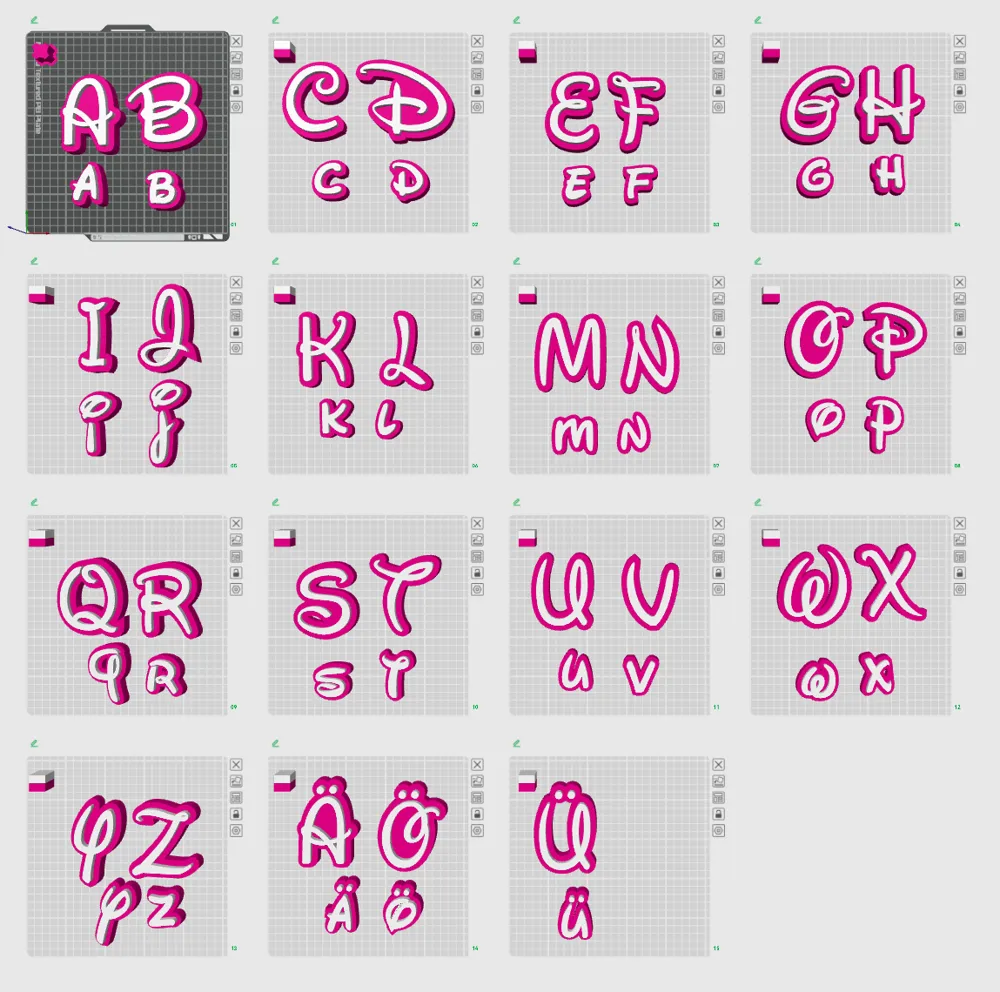 Alfabeto completo de letras Disney - Modelo gratuito para impressão 3D ...