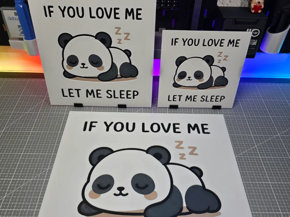 Panda Sleep Zone - Hueforge - 4 Colors by 3DK Maker MakerWorld: Download Free 3D Models