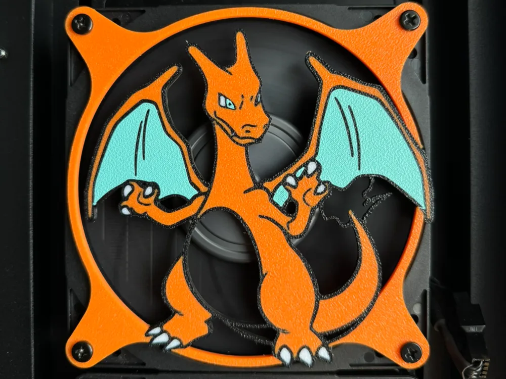 Charizard PC Fan Cover 120mm (4 colors/one AMS) by 3d_print_creations ...