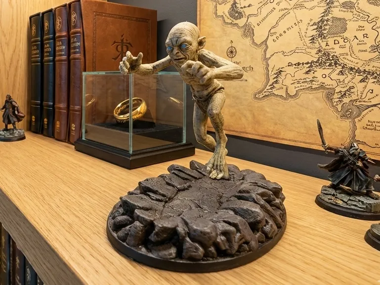 Gollum on Rock Base - High Detail - LOTR - Free 3D Print Model - MakerWorld