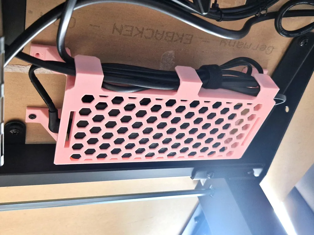 Under Desk Power Supply Brick Holder + Cable Hider - Free 3D Print ...