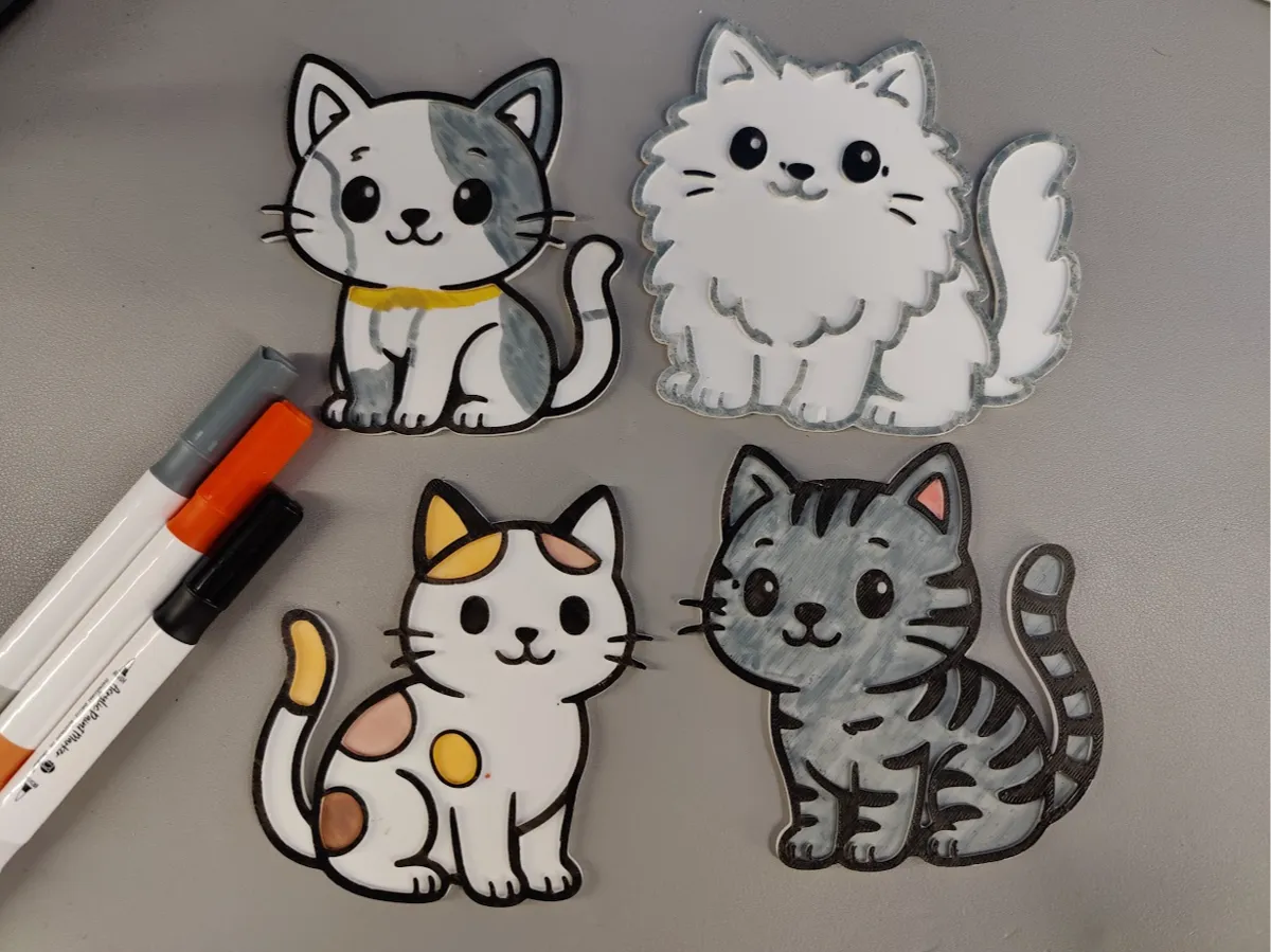 Cute Cat Coloring Set - Free 3D Print Model - MakerWorld