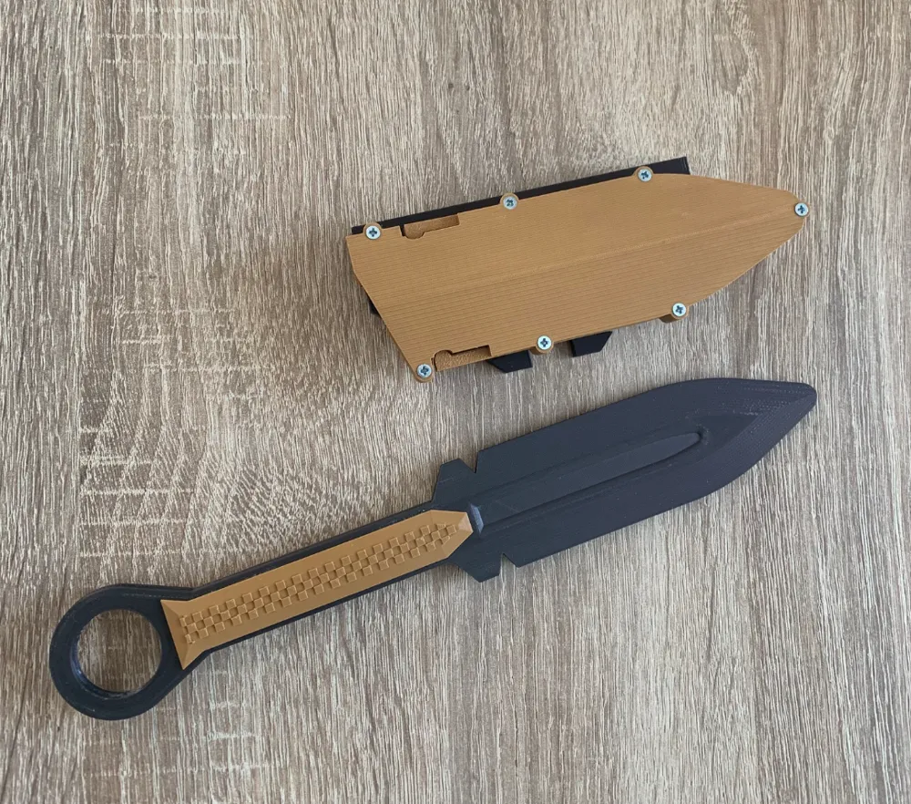 Military training knife / dagger + pouch and molle by prdak27 MakerWorld: Download Free 3D Models