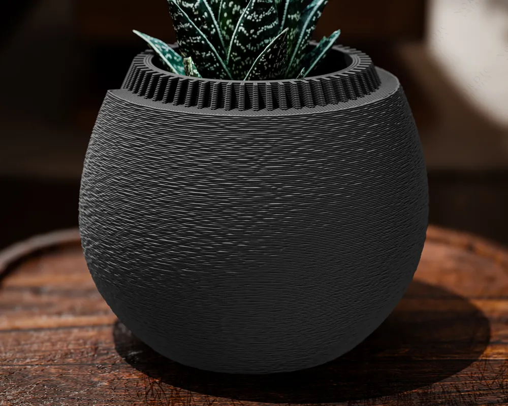 Indoor Plant Pot with Round and Ribbed Belly - Free 3D Print Model ...