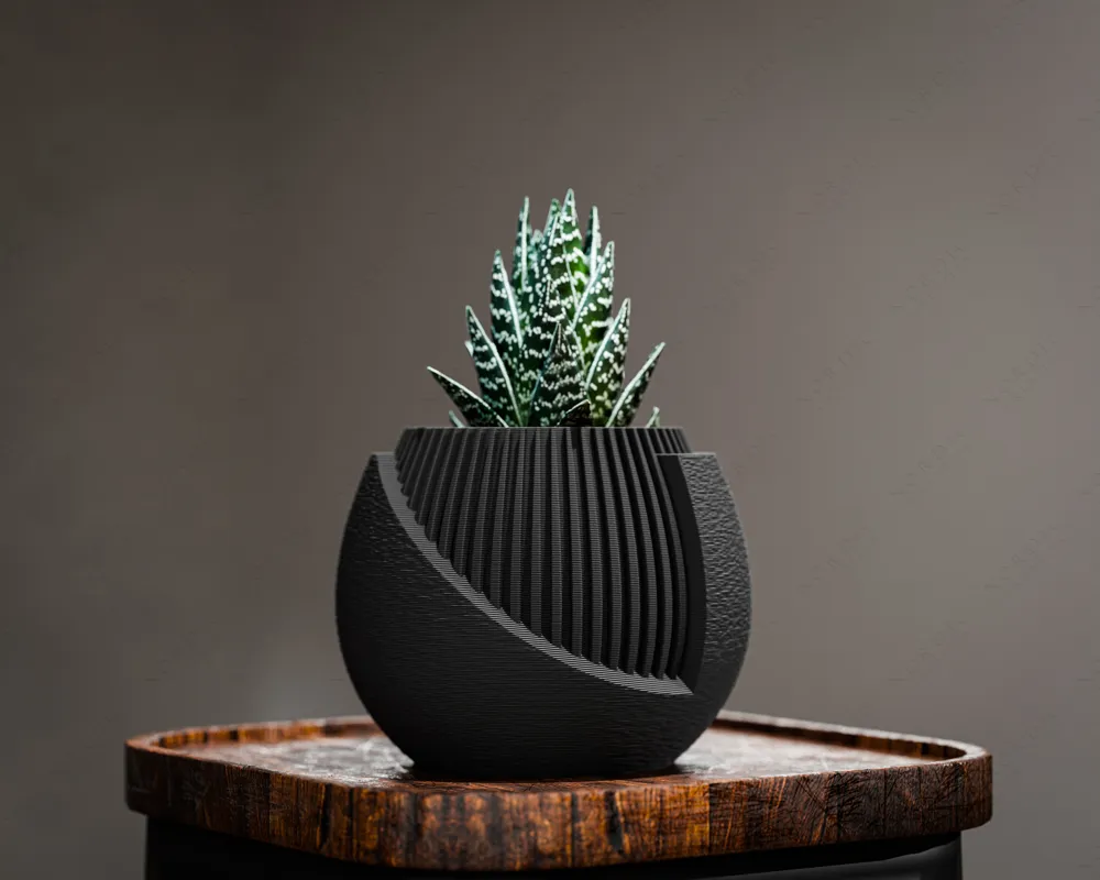 Indoor Plant Pot with Round and Ribbed Belly - Free 3D Print Model ...