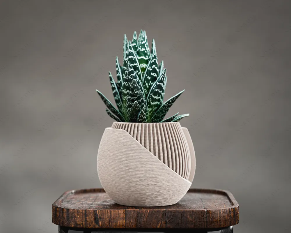 Indoor Plant Pot with Round and Ribbed Belly - Free 3D Print Model ...