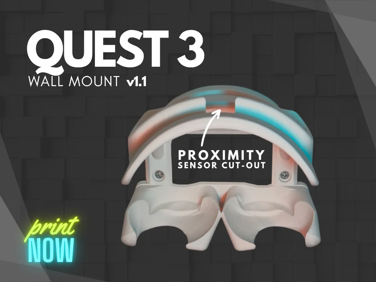 Quest 3 Wall Mount (Headset + Controllers) V1.1 - Free 3D Print Model ...