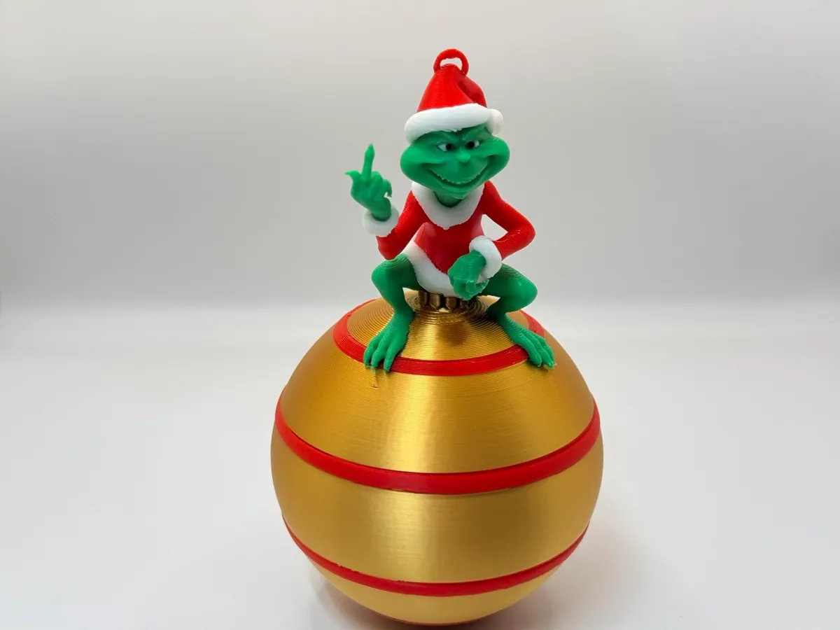 Grinch Christmas Ornament – Mischief in a Bauble - Free 3D Print Model ...
