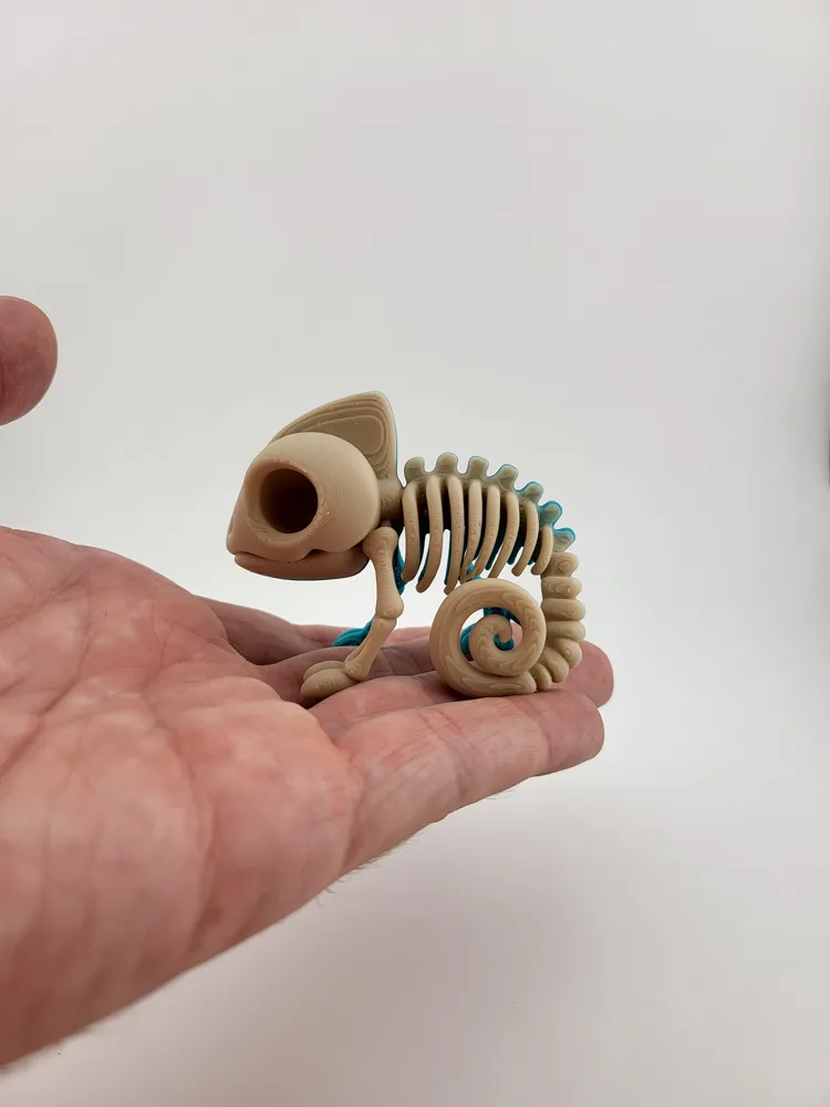 Skeleton Chameleon Figurine for Desk Shelf Decor - Free 3D Print Model - MakerWorld