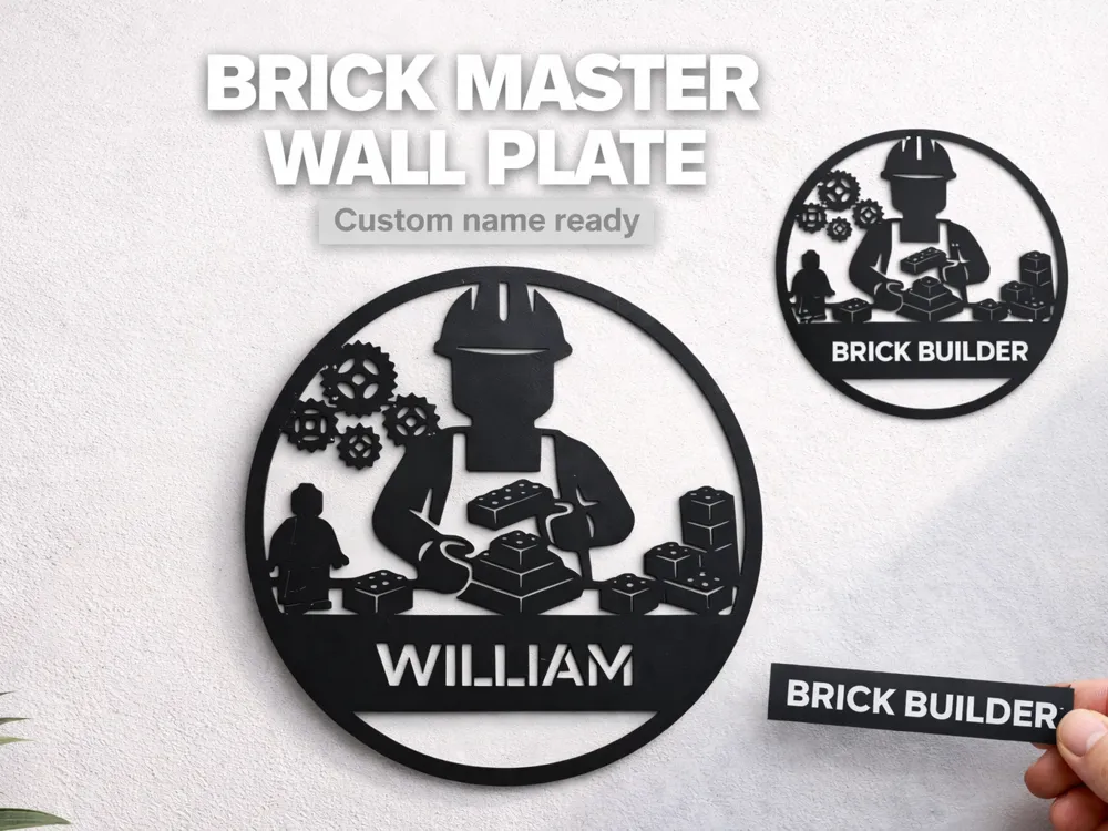 Brick Master Wall Plate – Custom Name Edition - Free 3D Print Model ...