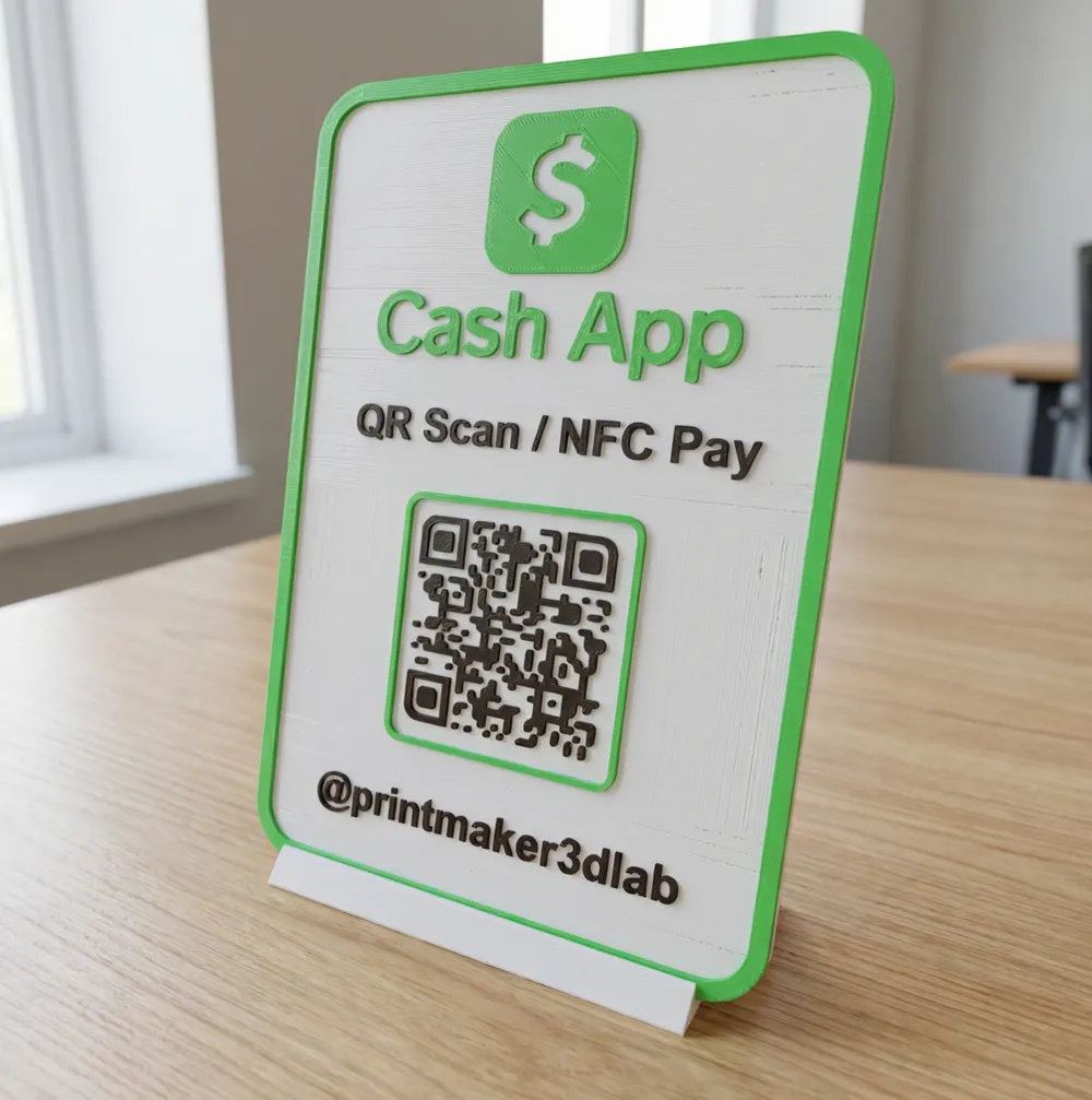 Stand CashApp QR Code+ NFC , personalize it - Free 3D Print Model ...