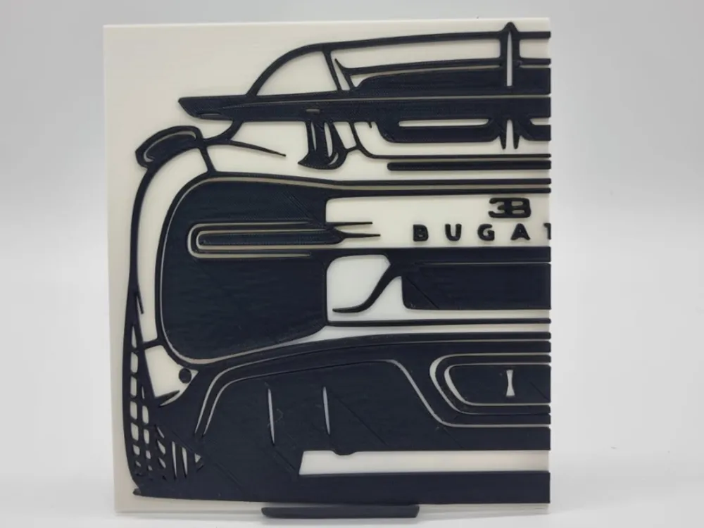 2D Wall Art Bugatti Chiron - Free 3D Print Model - MakerWorld
