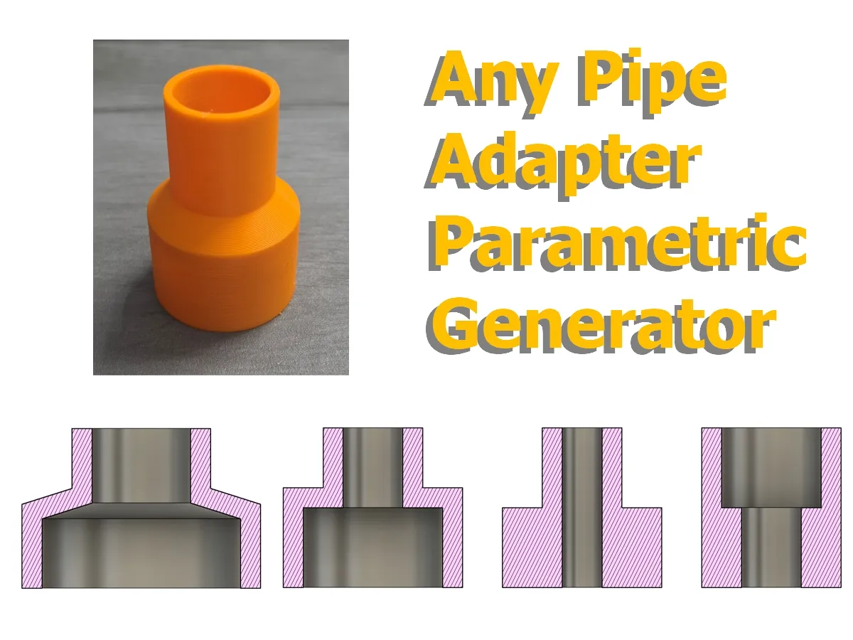 Parametric Pipe Adapter - Free 3D Print Model - MakerWorld