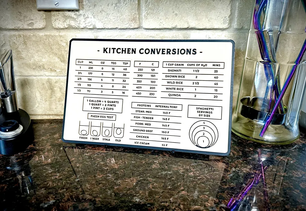 Kitchen Conversion Chart with Stand by ChainsawGraphics MakerWorld ...