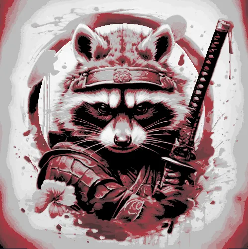 Raccoon Samurai Portrait in Red - Hueforge by mclanesmemories - MakerWorld