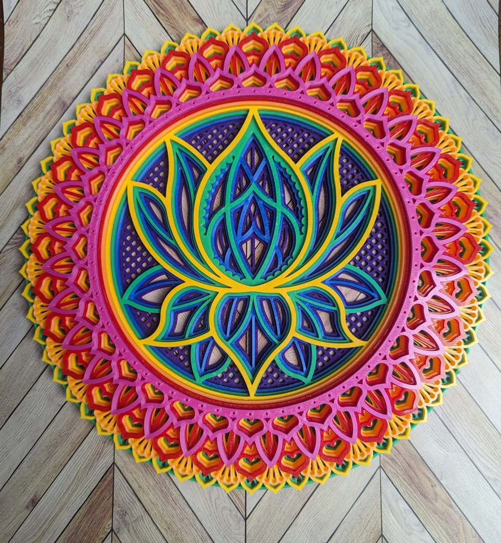 Lotus Mandala Layer Art - Free 3D Print Model - MakerWorld