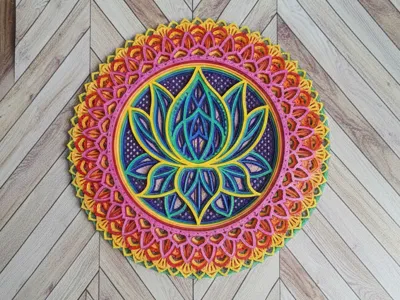 Lotus Mandala Layer Art - Free 3D Print Model - MakerWorld