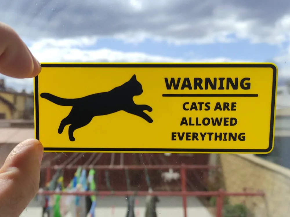Warning Cat / cats by M.SrnkaMakerWorld: Download Free 3D Models