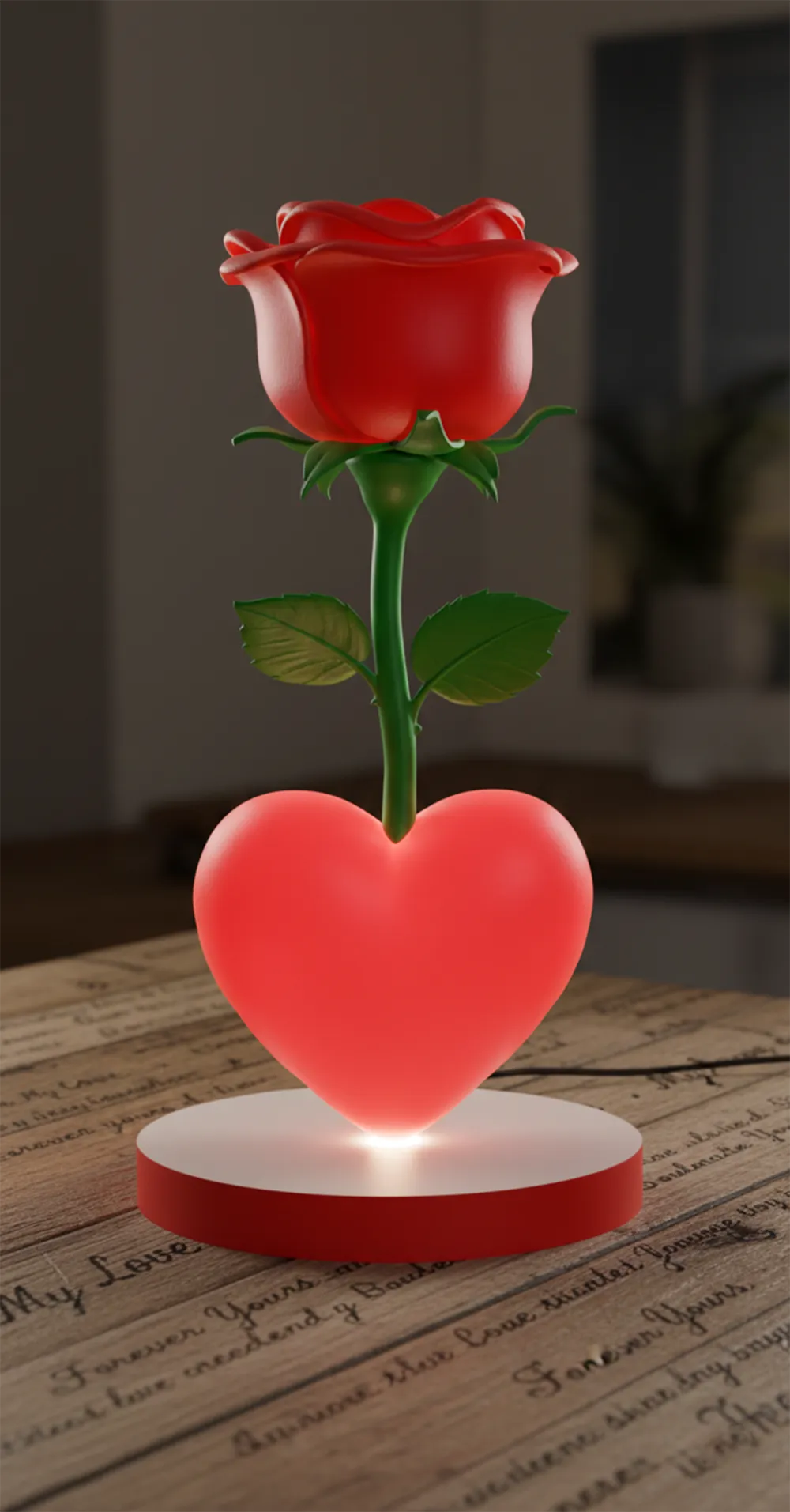 Eternal Rose Love Lamp with Heart. Valentine's Day - Free 3D Print ...