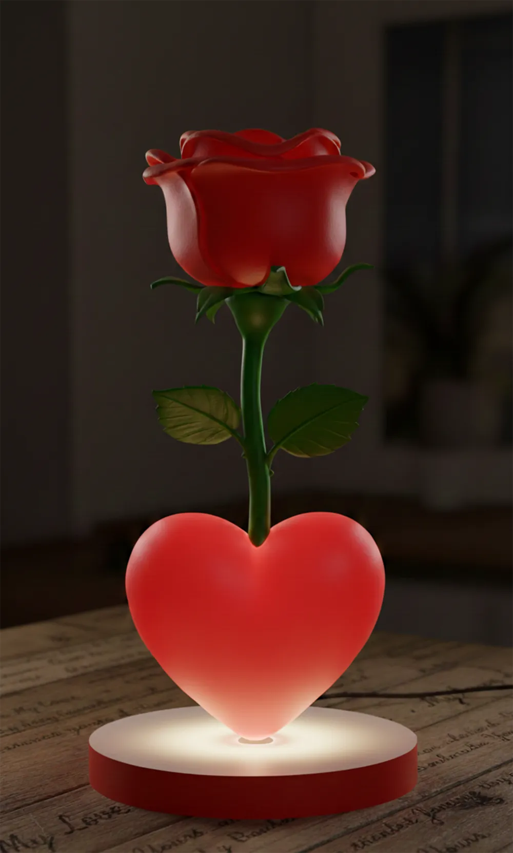 Eternal Rose Love Lamp with Heart. Valentine's Day - Free 3D Print ...