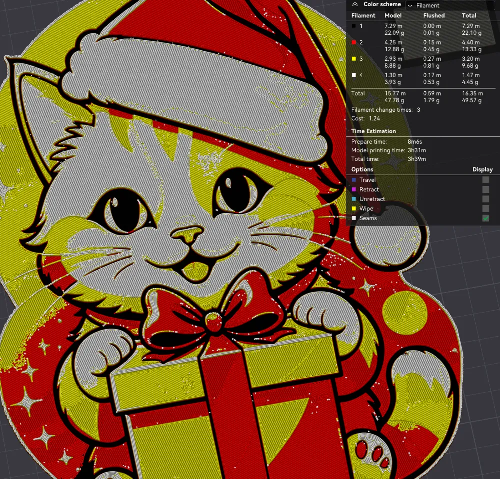 2D Art : Xmas Kitten #6 (Cartoon Edition) by StatusD112 - MakerWorld