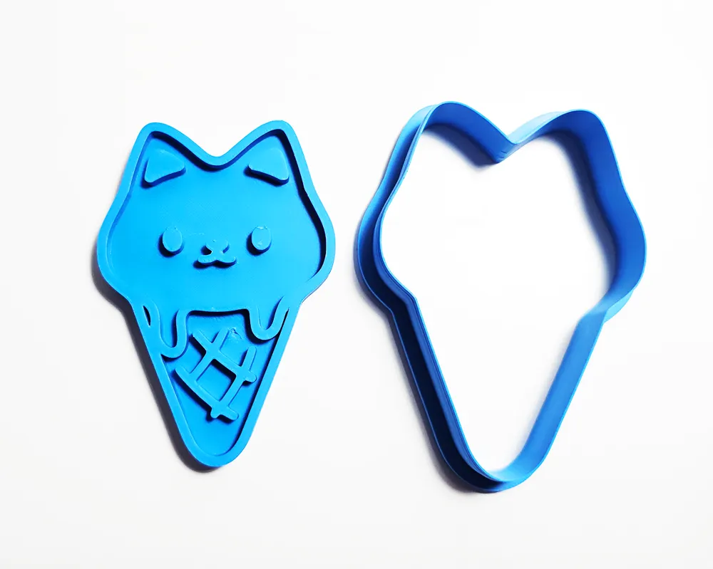 Cat Ice Cream Cookie Cutter / Stamp - Free 3D Print Model - MakerWorld
