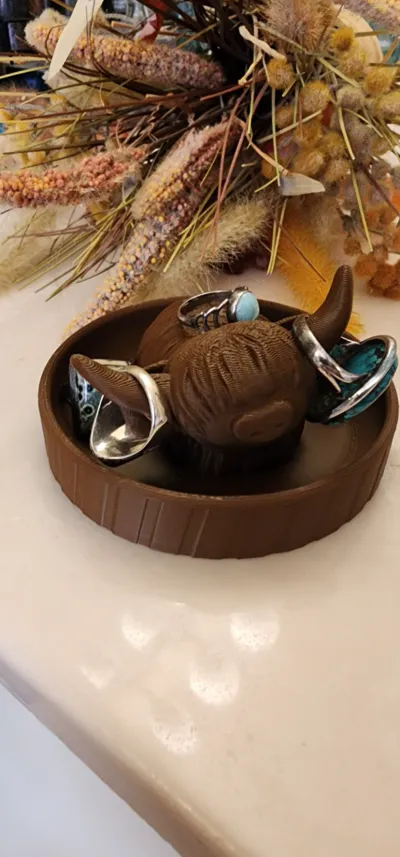 Cute Highland Cow Ring Earring Holder Storage Wife by Florida Features Digital MakerWorld ...