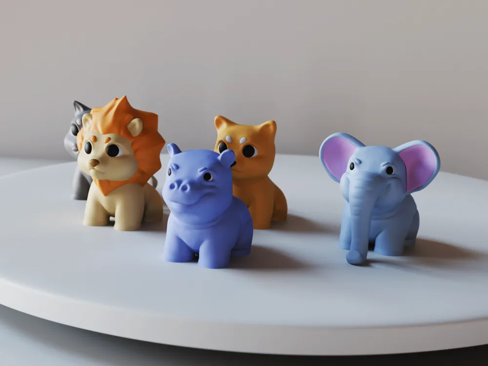 Animal Pack (Lion Cat Dog Elephant Hippo) by BumLab3D MakerWorld ...
