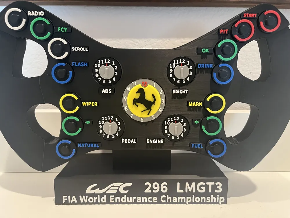 WEC Ferrari 296 LMGT3 Steering Wheel - Free 3D Print Model - MakerWorld