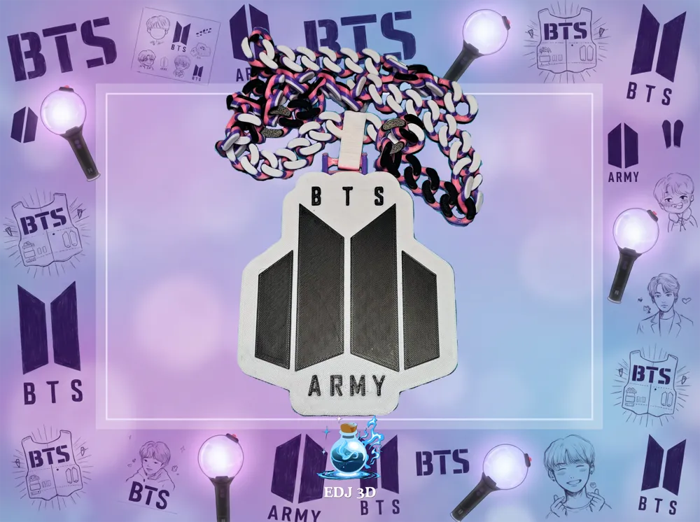 BTS Army Hype Chain - 4 Variants + Pendant - Free 3D Print Model ...