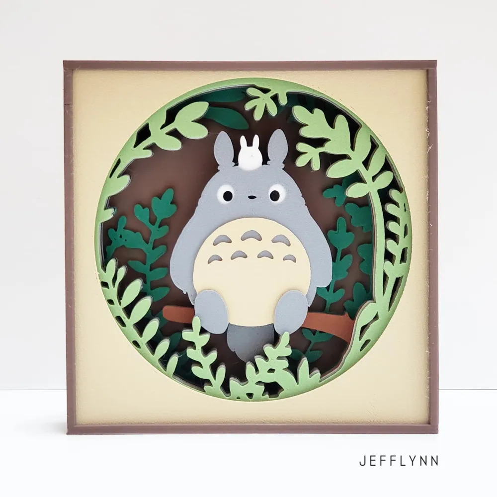 Totoro Layered Art - Shadow Box - Free 3D Print Model - MakerWorld