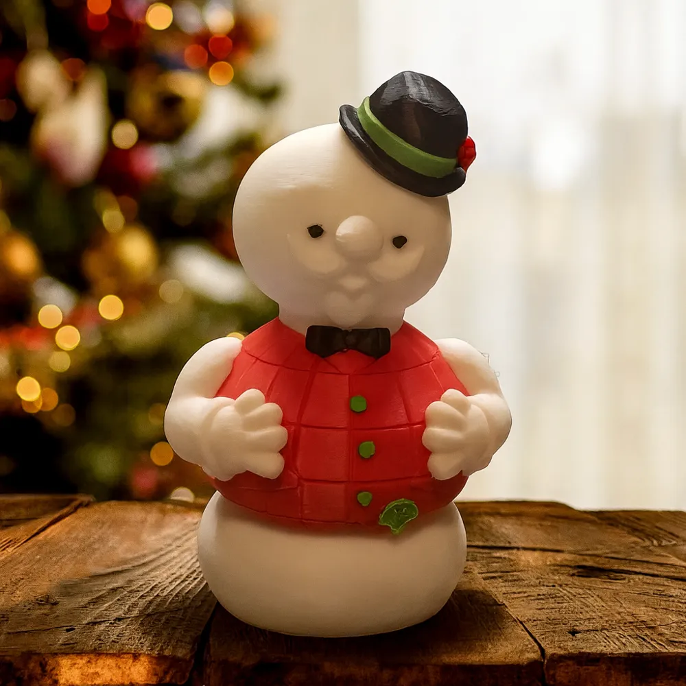 Sam the Snowman – Holiday Desk Figurine - Free 3D Print Model - MakerWorld