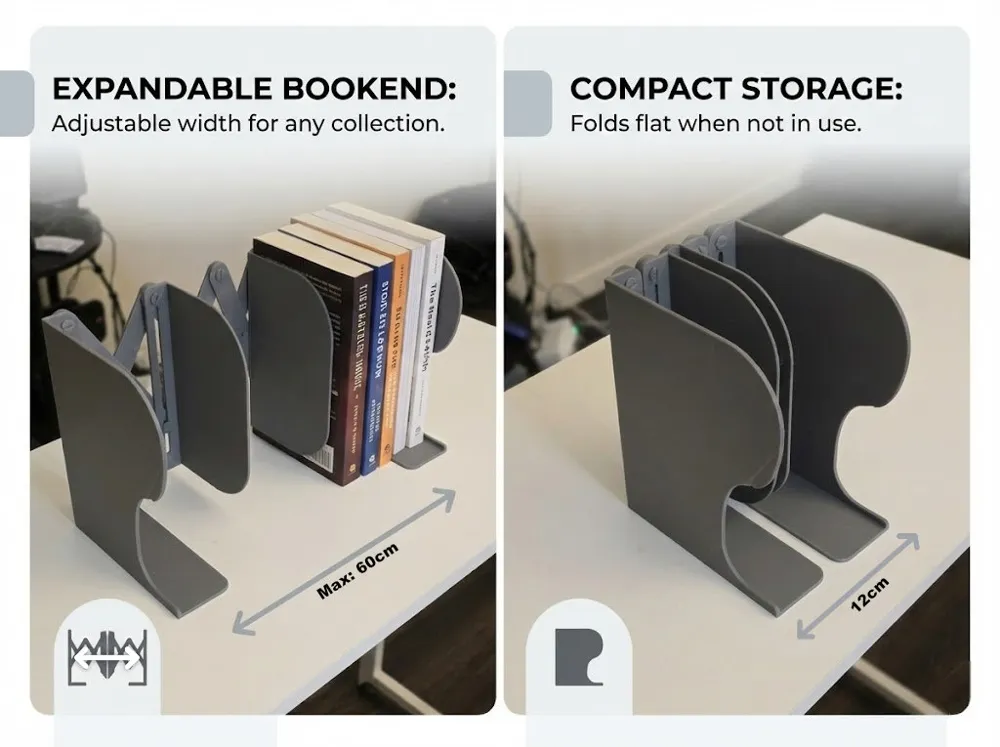 Expandable Bookend - Free 3D Print Model - MakerWorld