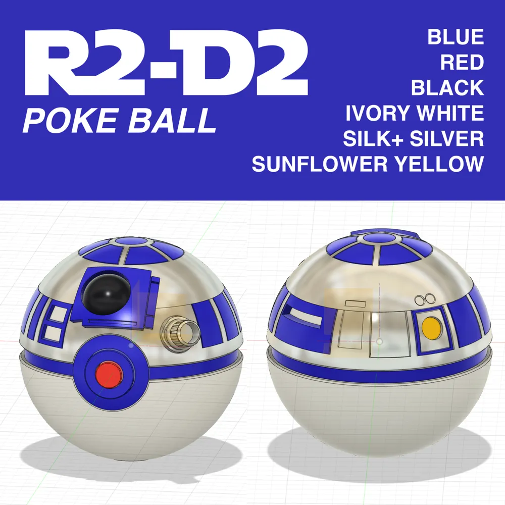 R2-D2 Poke Ball - Multi Part AMS Optional by Skjaldfjall MakerWorld ...